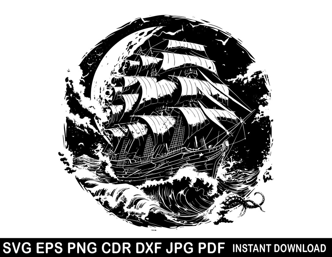 Boat Sailing Svg Png Dxf, Sailboat on Waves Vector, Minimalist Sailing ...