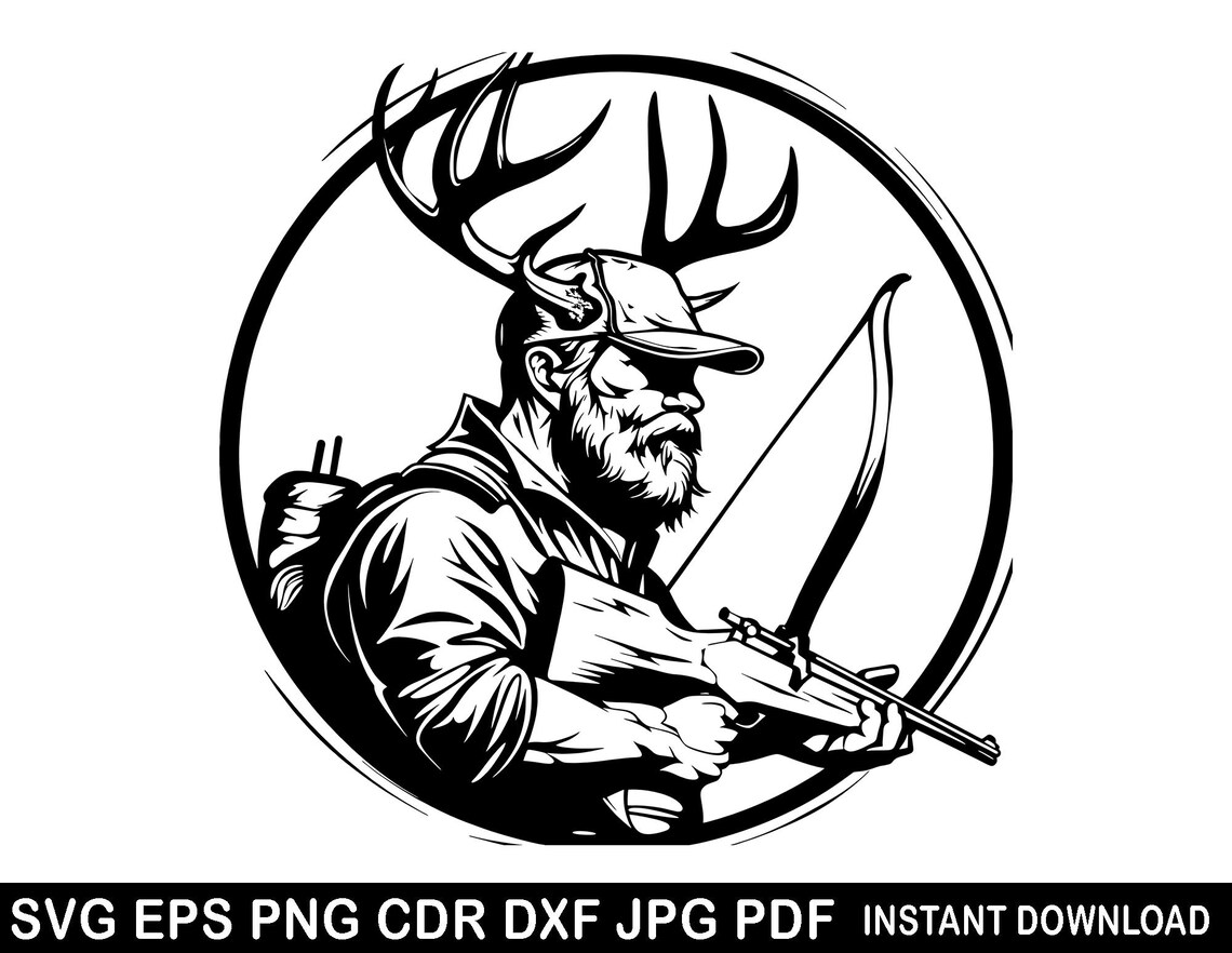 Deer Hunter Svg Png Eps Dxf Pdf Jpg Cdr | Hunting Clipart, Hunting Deer ...