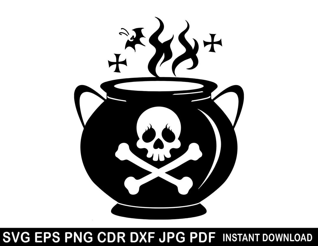 Halloween Cauldron Svg, Witch Potion Silhouette, Cauldron Vector ...
