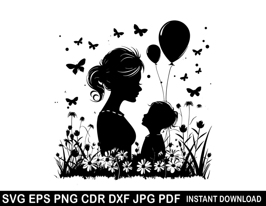 Mother and Child Svg \ Mother Hugs a Baby Svg \ Flower Mother Svg \ Svg ...