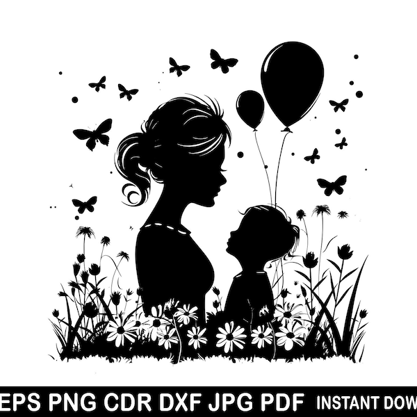 Mother and Child Svg - Etsy