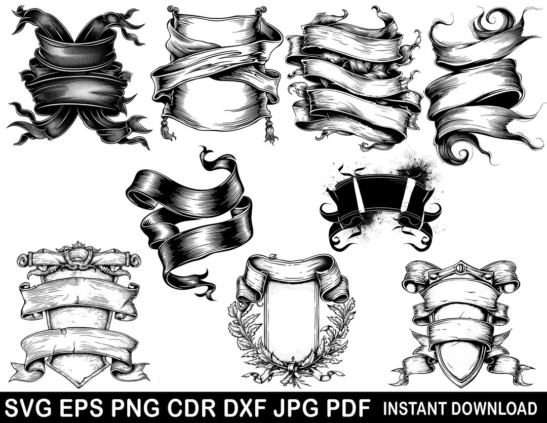 Banner Svg Bundle Svg, Ribbon Bundle Shirt, Label Logo, Banner Ribbon ...