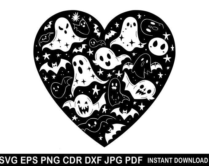 Ghost Heart Svg Png, Love Halloween Svg Png, File for Cricut, Creepy ...
