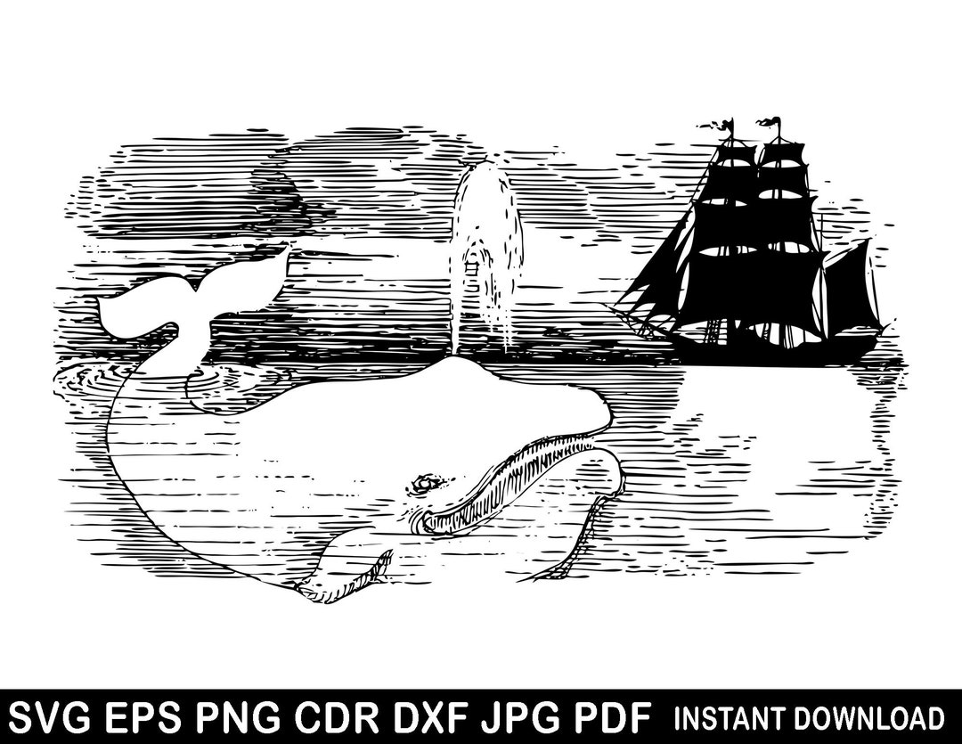 Great White Whale Svg, Ship Vector, Sailboat Silhouette, Anchor Clipart ...