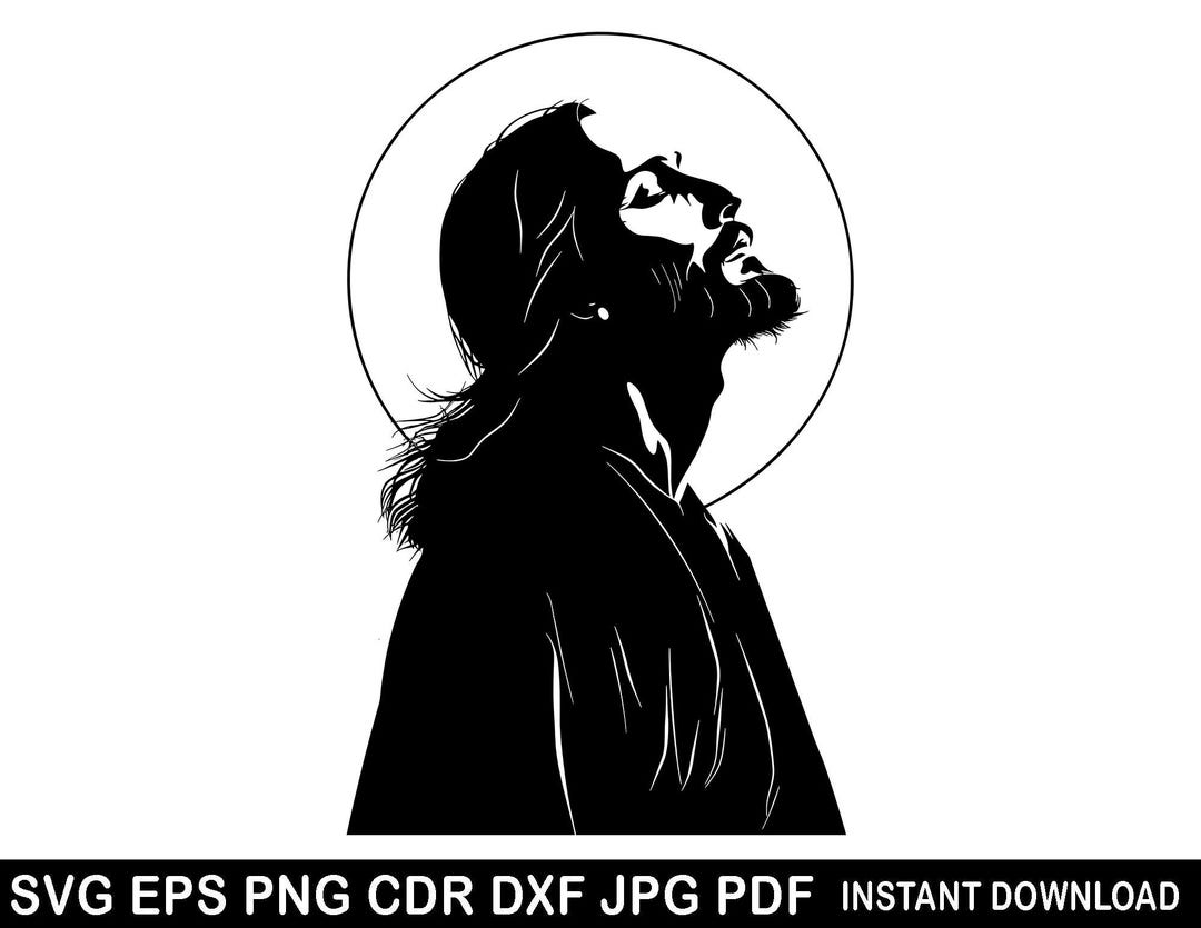Jesus With Nimbus, God With Aureola Svg Eps Png Dxf Jpg Pdf, Church ...