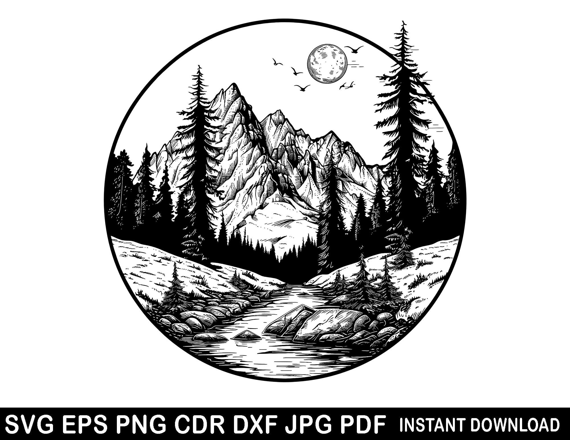 Nature Svg, Camping Svg, Mountain Forest Vector, Travel Eps, Cottage ...