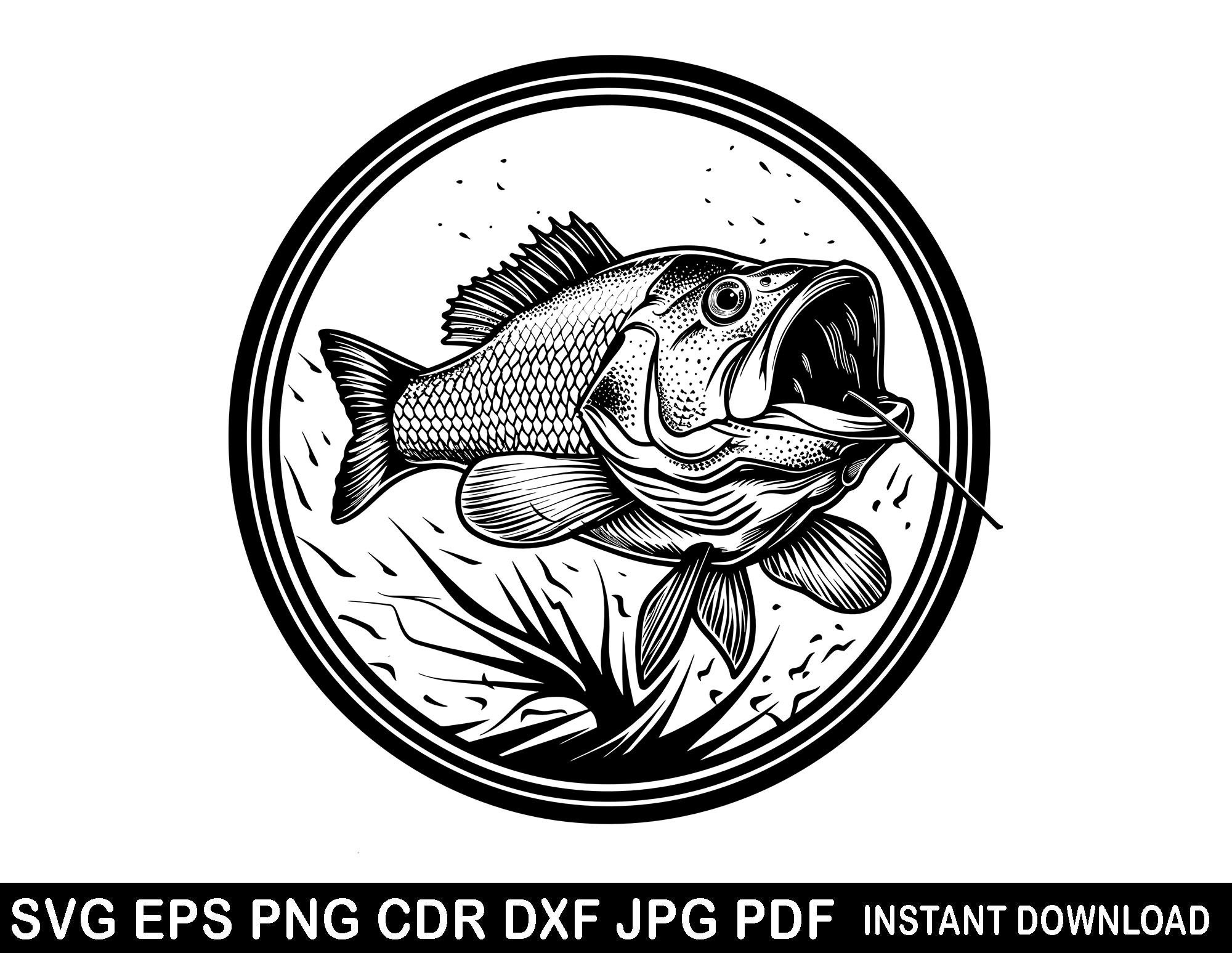 FISHING Vector, Largemouth Bass Svg, Bass Fish Logo, Fishman Decor, Svg ...