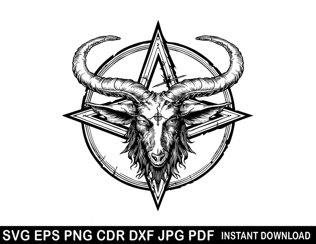 Sigil of Baphomet Halloween Horned Goat Devil Satanic Goth Biker Goth ...