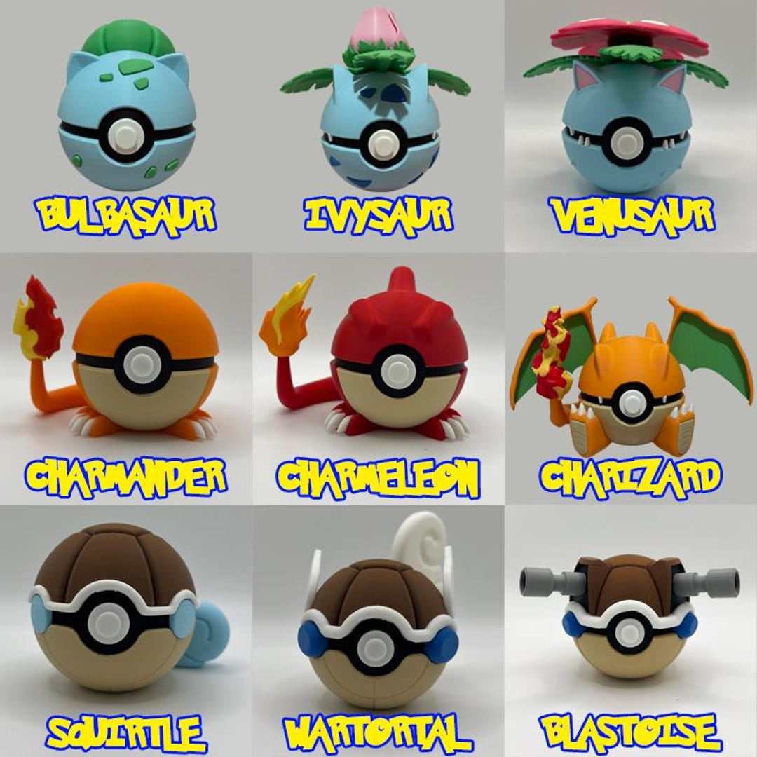 Pokemon Character Pokeball Collection GEN 1 | 3D Printed Display Set ...