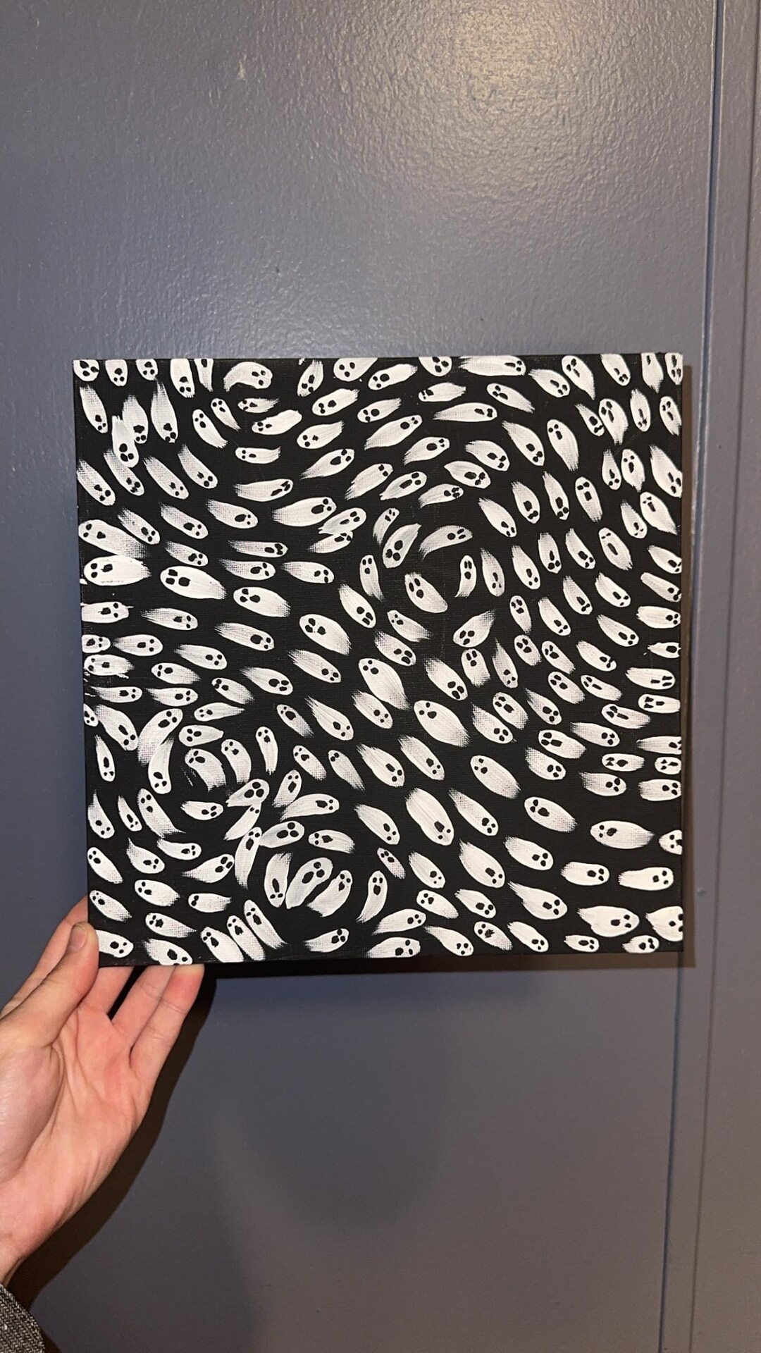 Spooky Ghost Swirl Painting - Black & White Halloween Wall Art - Cute ...