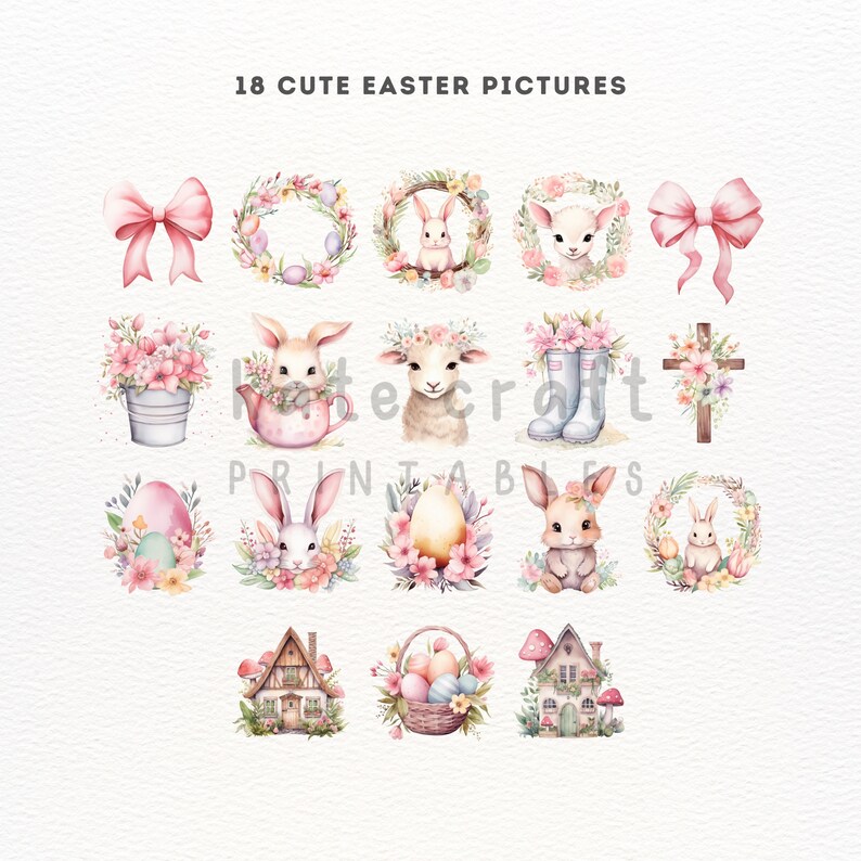 Easter Mega Bundle Clipart, Watercolor Easter Clipart, Spring Clipart ...