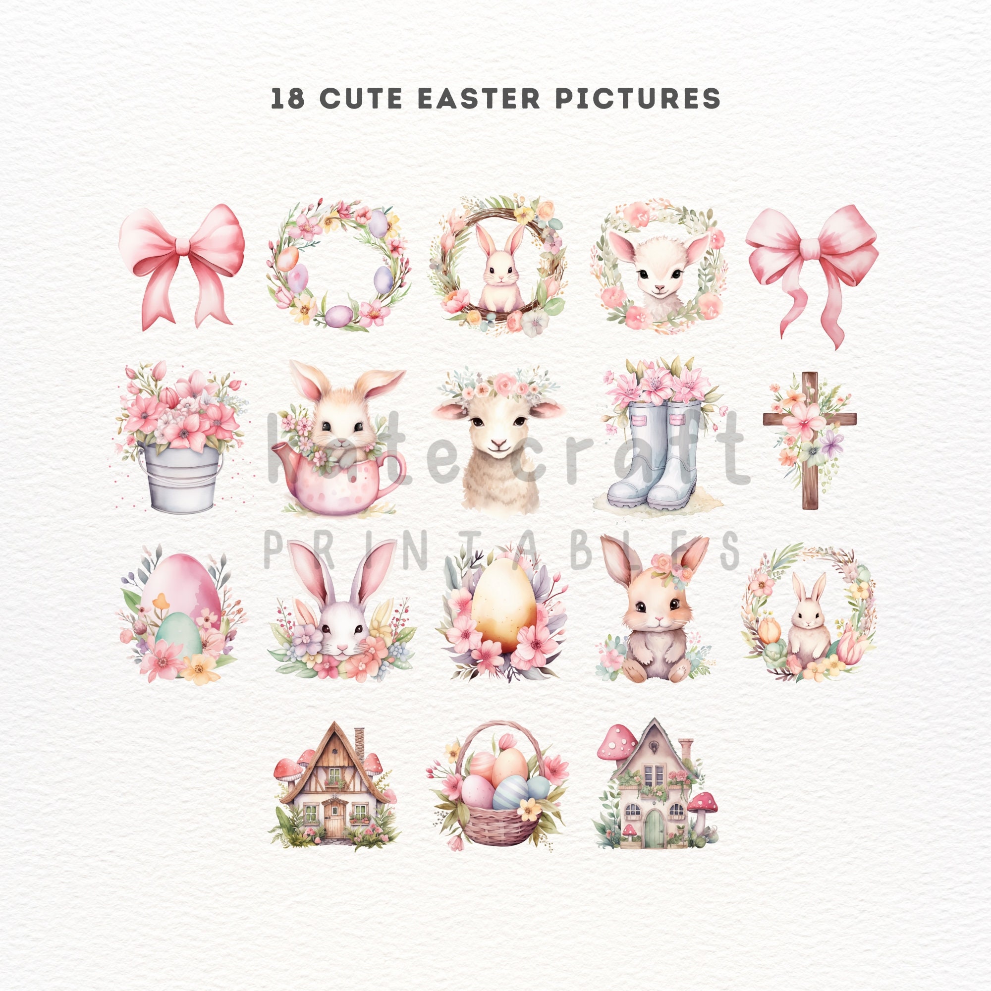 Easter Mega Bundle Clipart, Watercolor Easter Clipart, Spring Clipart ...
