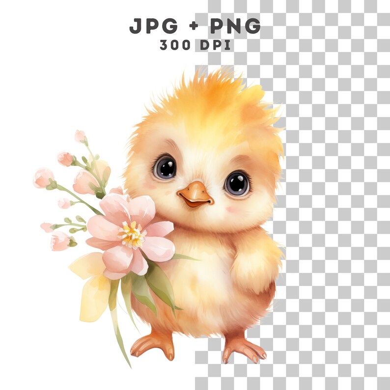 Easter Chicks Clipart, Watercolor Easter Clipart, Spring Clipart ...