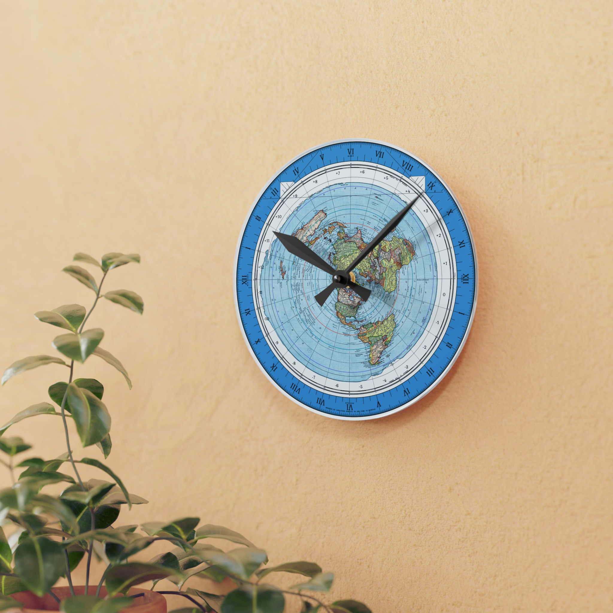 Acrylic Wall Clock 1892 Flat Earth Map Alexander Gleason's New Standard ...