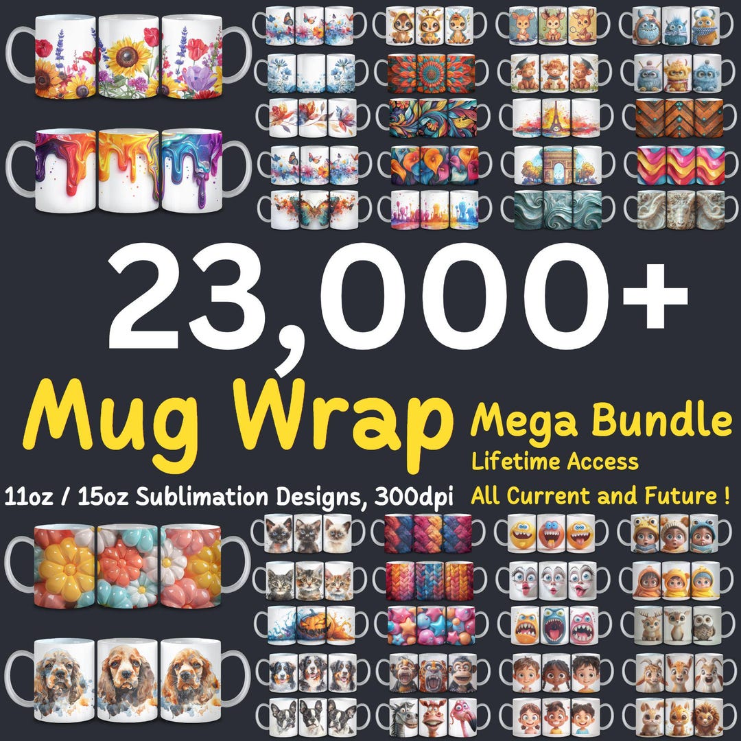 23,000+ Ultimate Mug Design Extravaganza: 36 Themes, Mega Sublimation ...