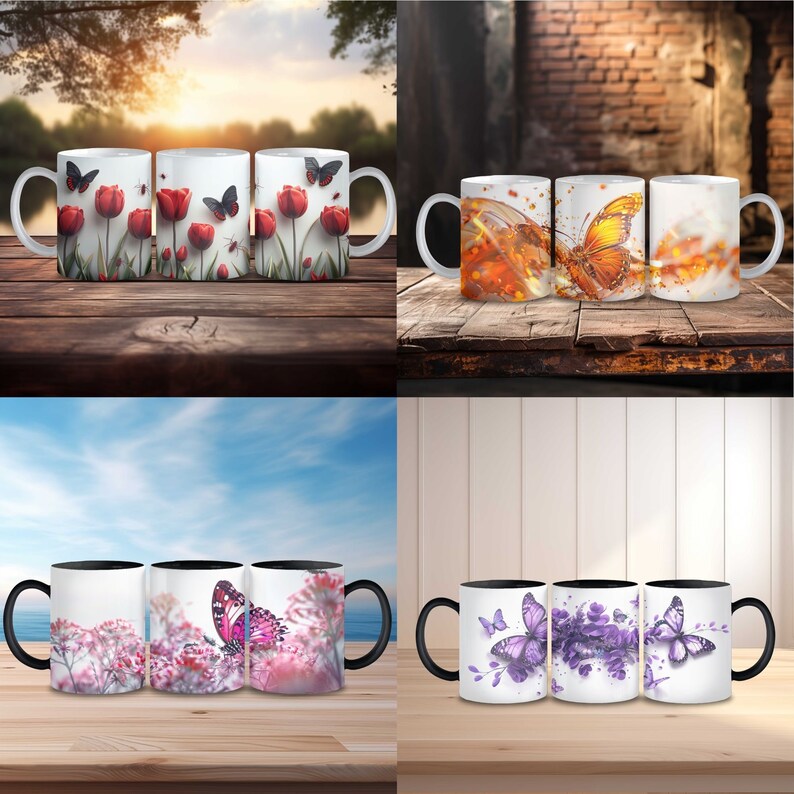 500+ Butterfly Floral Mug Wrap Designs: PNG Bundle (commercial Use) - Etsy