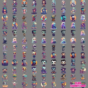 Cute Kawaii Halloween Clipart Bundle, Spooky Characters, Cute Ghosts ...