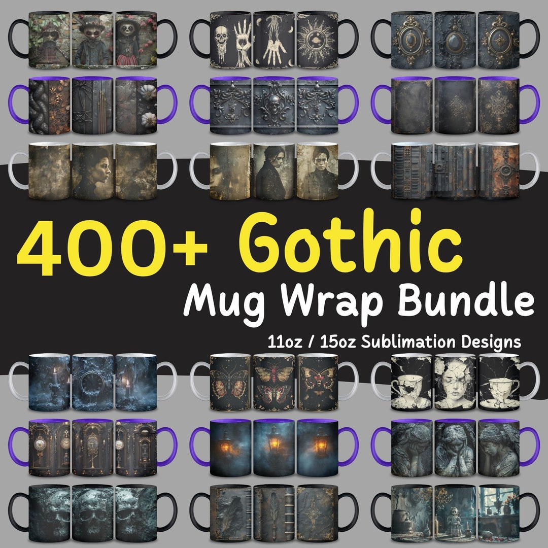 400+ Gothic Mug Wrap Bundle: Dark Fantasy Sublimation Design ...