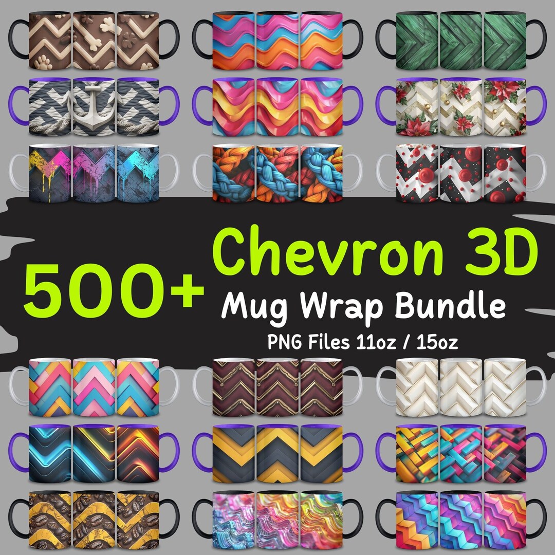 500+ Chevron 3D Mug Wrap PNG Bundle - Commercial Use - Etsy