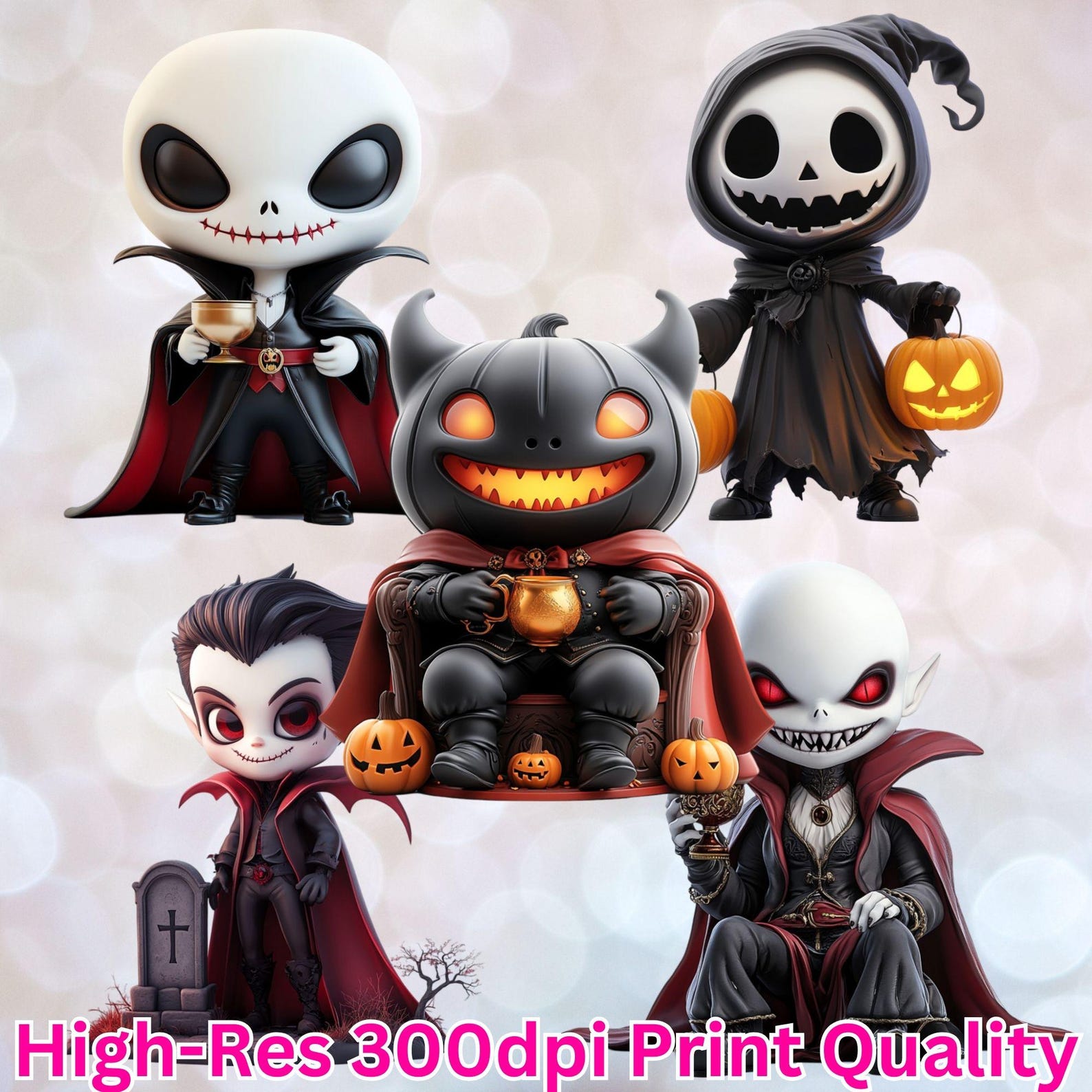 Cute 3D Halloween, Clipart Bundle, Clipart Set, Digital Download, High ...