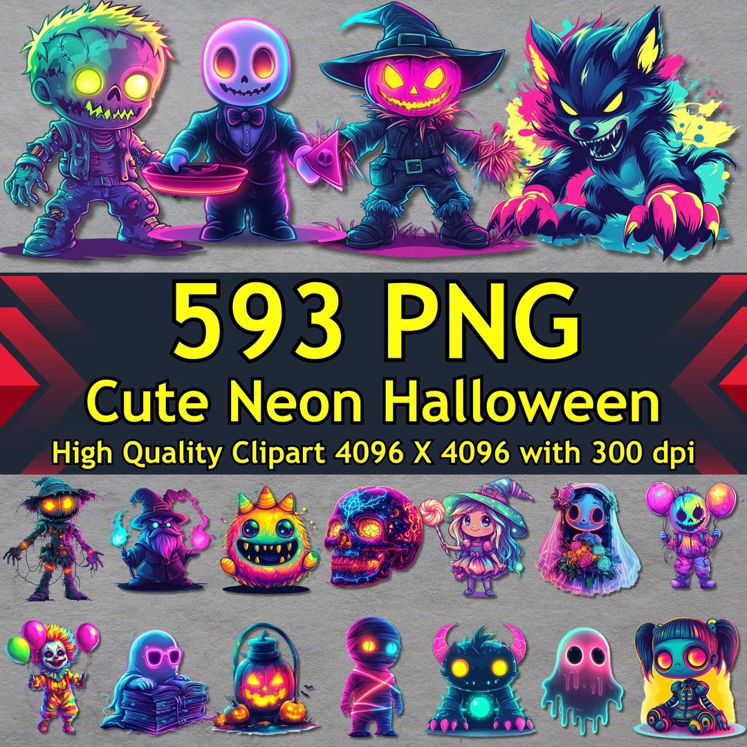 Cute Neon Halloween, Kawaii Neon Halloween, Glowing Cuties Halloween ...