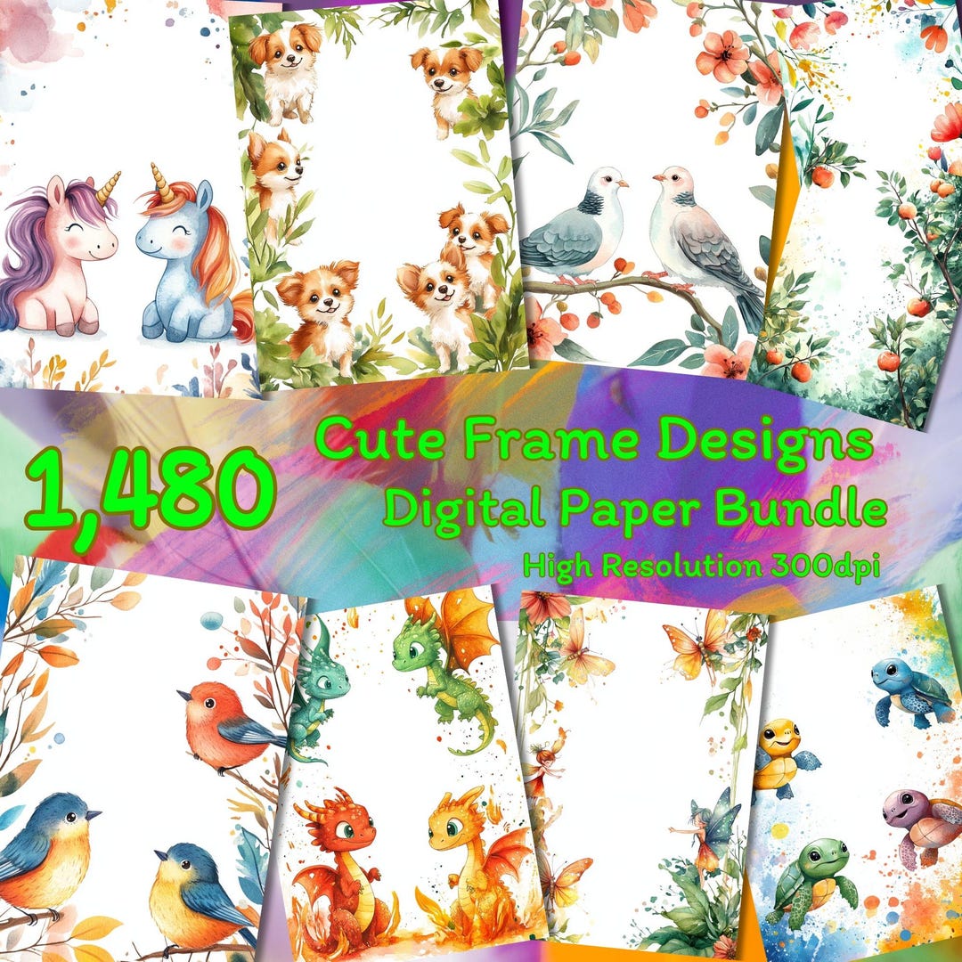 Frame Designs Digital Paper Bundle, Scrapbooking, Junk Journal (digital ...