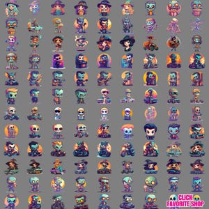 Cute Kawaii Halloween Clipart Bundle, Spooky Characters, Cute Ghosts ...