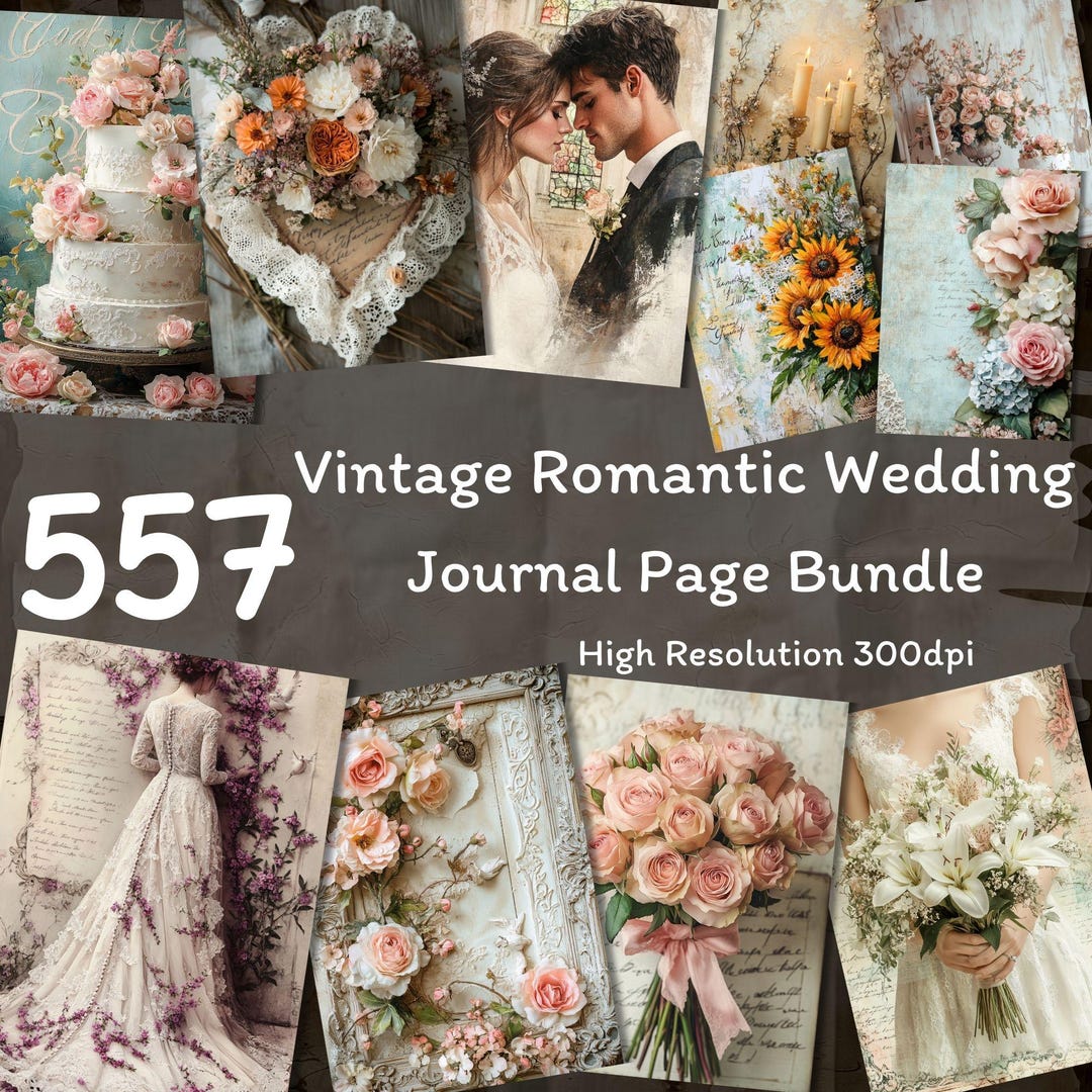 Vintage Wedding Junk Journal Kit: 557 Romantic Paper Craft Images ...