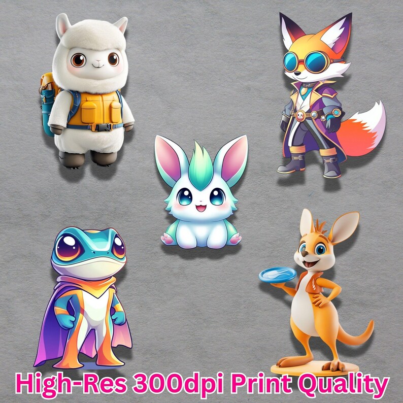 Cute 2D and 3D Animal Bundle, Cute Animal Clipart, Kawaii Animals, Cute ...