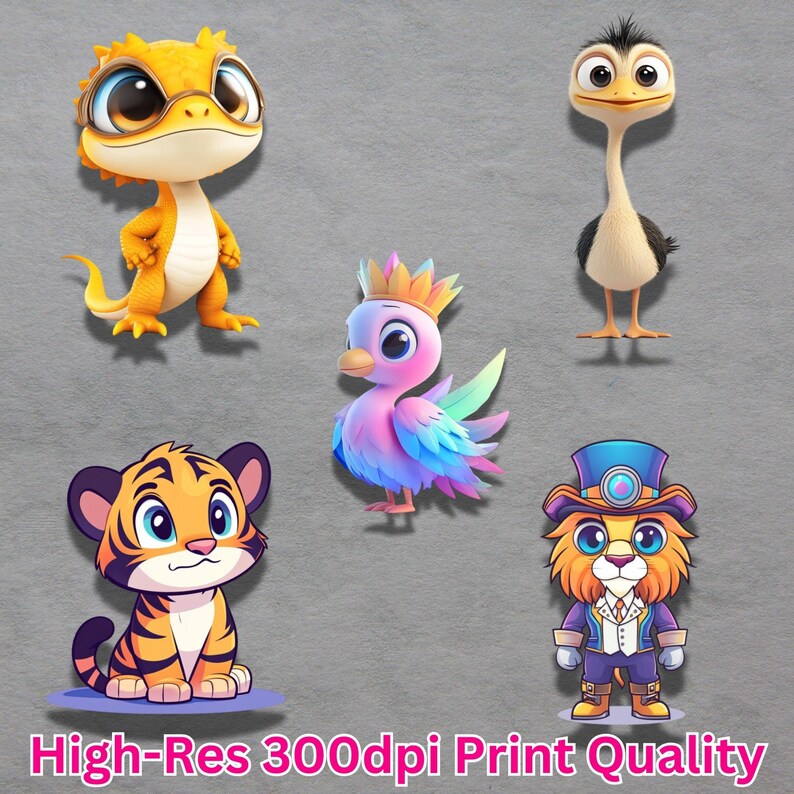 Cute 2D and 3D Animal Bundle, Cute Animal Clipart, Kawaii Animals, Cute ...