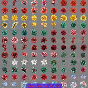 Colorful Blooms Clipart: 672 Floral Designs (300 DPI) (digital Download ...