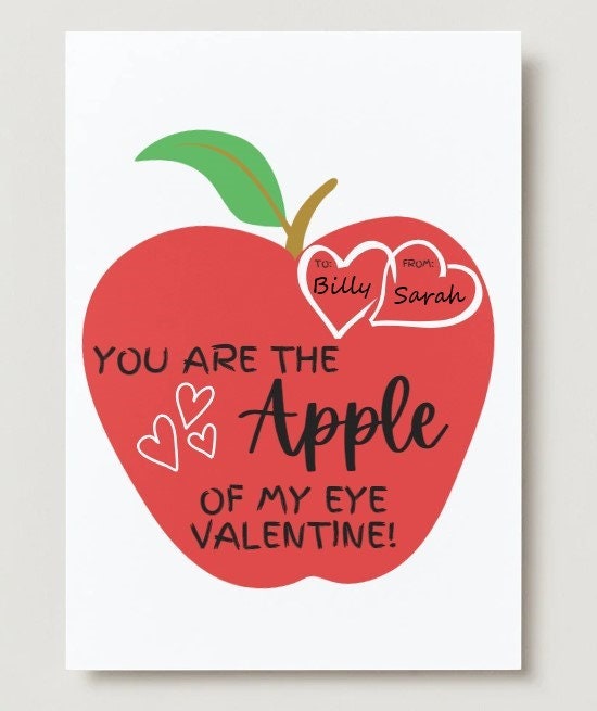 Apple Valentine Printable - Etsy