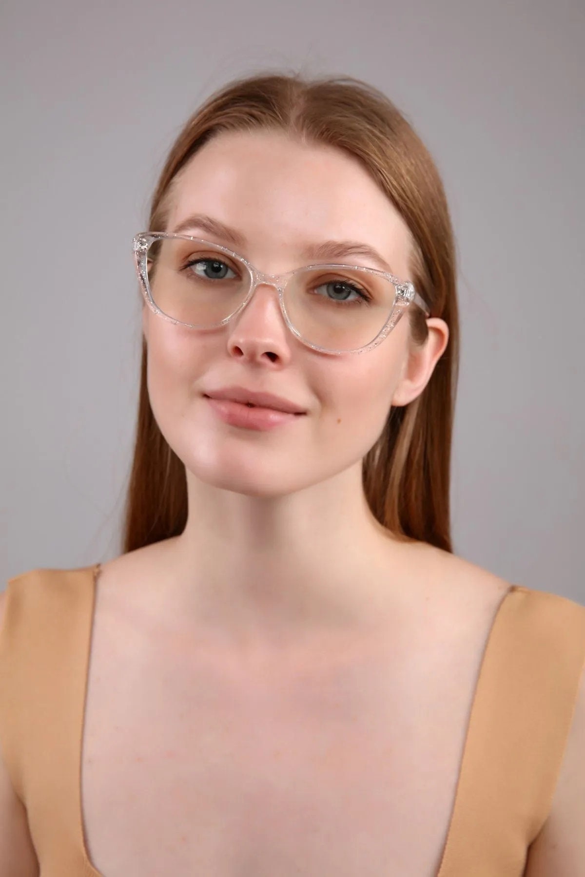 Beta Glitter Crystal Clear Unisex Blue Light Blocking Screen Glasses ...