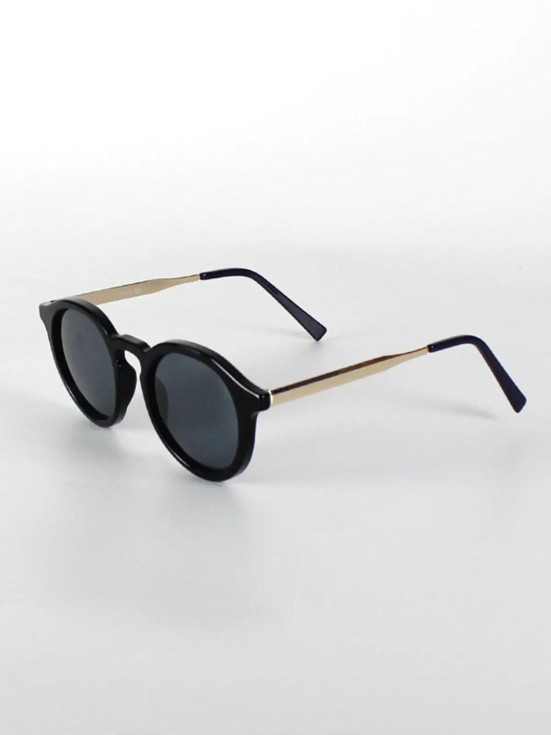 Safari Black and Gold Metal Round Sunglasses, Polarized Lenses, Stylish ...