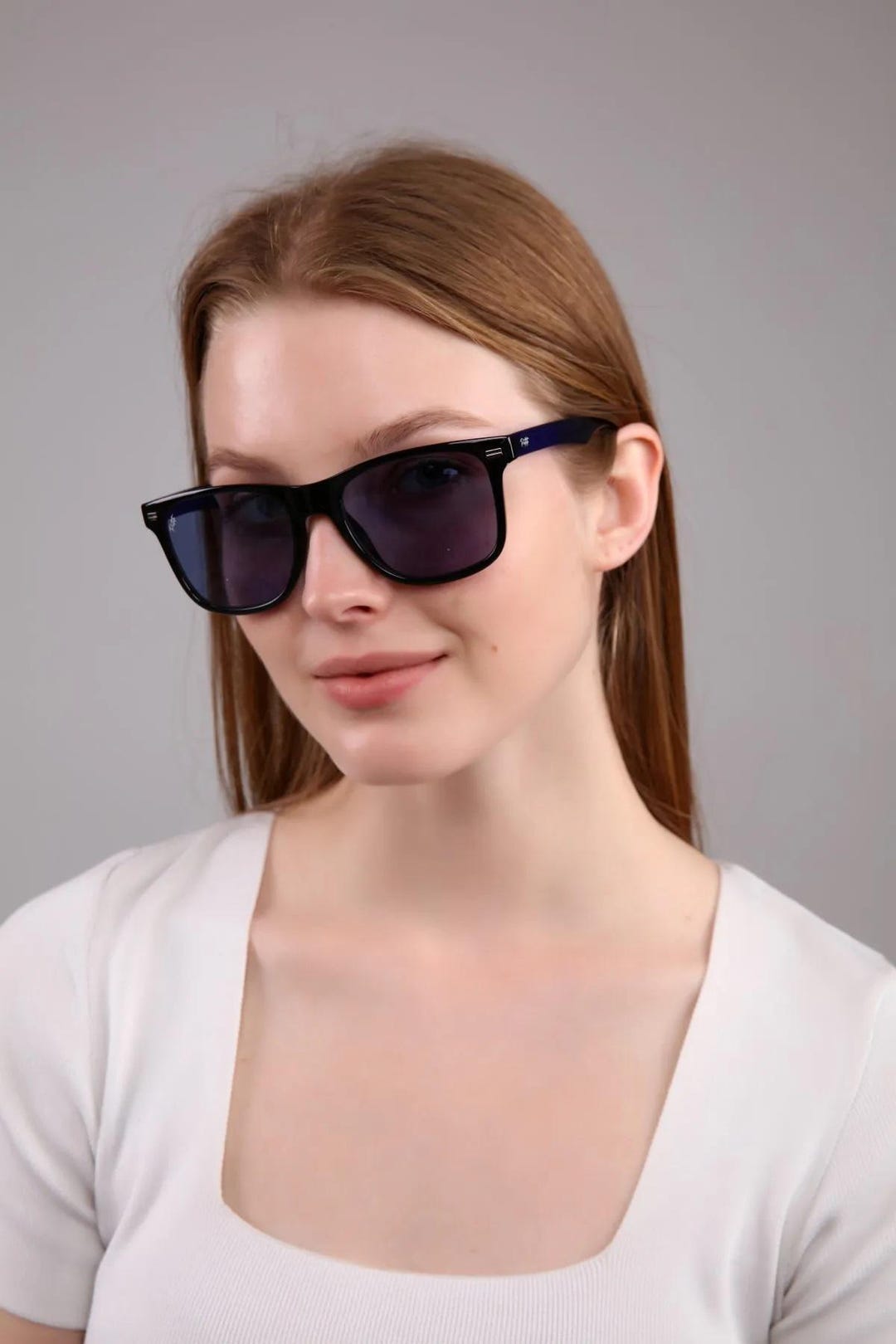 Skytug Navy Blue Unisex Square Rectangle Sunglasses, Polarized Lenses ...