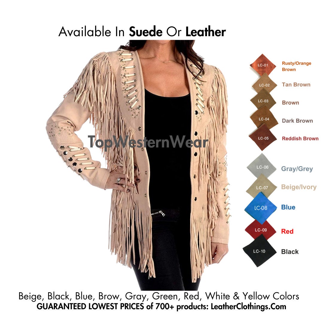 Ivory Leather Jacket With Fringes Women Cowgirl Ivory Leather Jacket ...