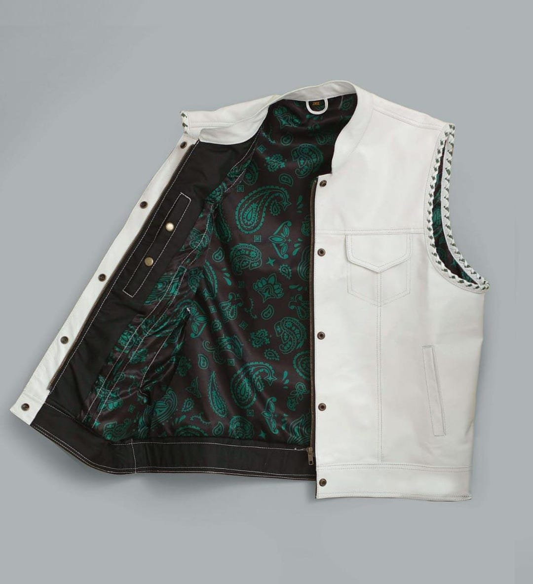 White Leather Vest | White Motorcycle Vest | White Leather Vest | Hunt ...