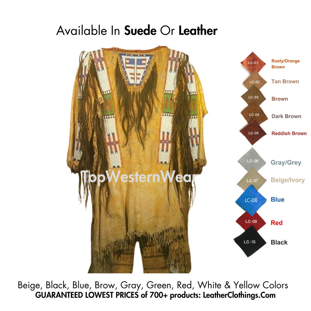 Sioux Native American War Shirt Beaded Suede Fringes Shirt Western ...
