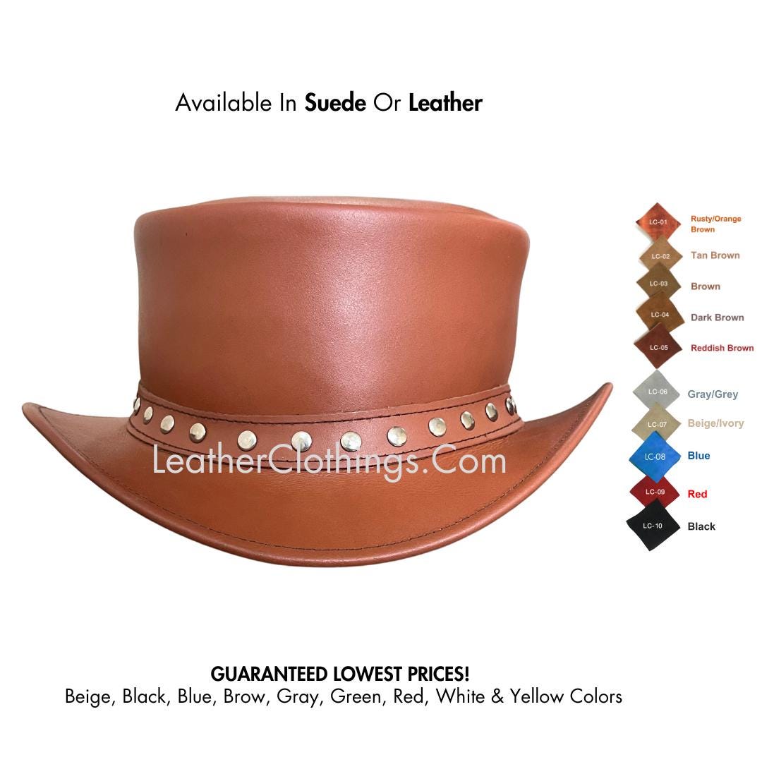 El Dorado Brown Leather Top Hat Rivets Band TH119B - Etsy