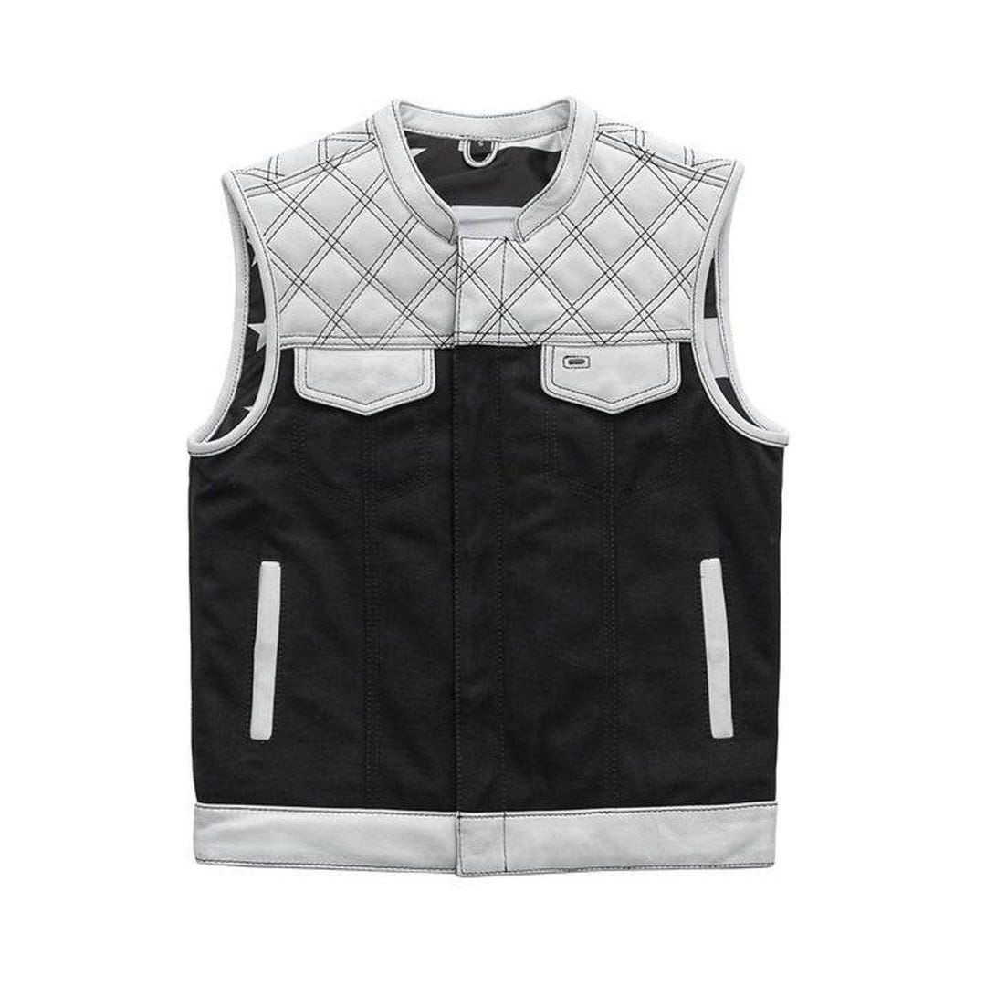 Black and White Motorcycle Vest | Black and White Leather Vest ...