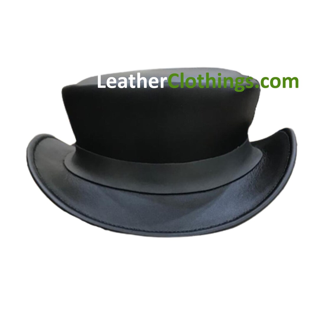 El Dorado Black Leather Top Hat Handmade STH1 - Etsy