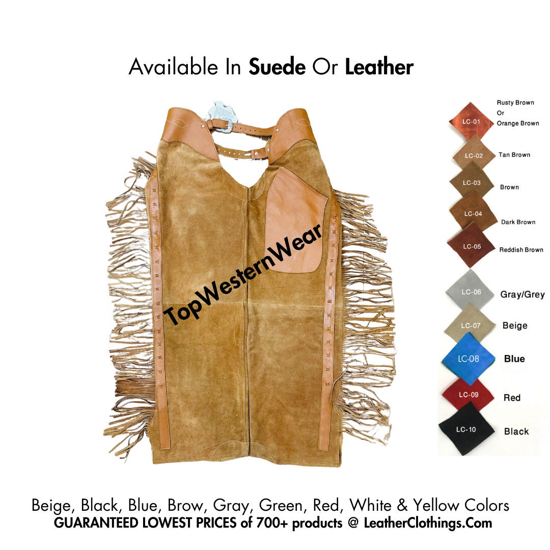 Western Rodeo Chap Brown Fringes Suede Chap Cowboy Chap Cowgirl Black ...