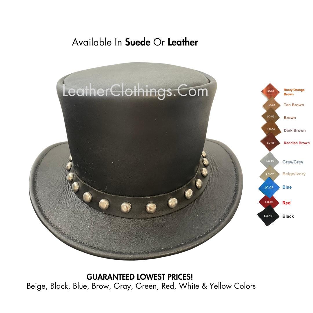 El Dorado Black Leather Top Hat Rivets Band TH119 - Etsy