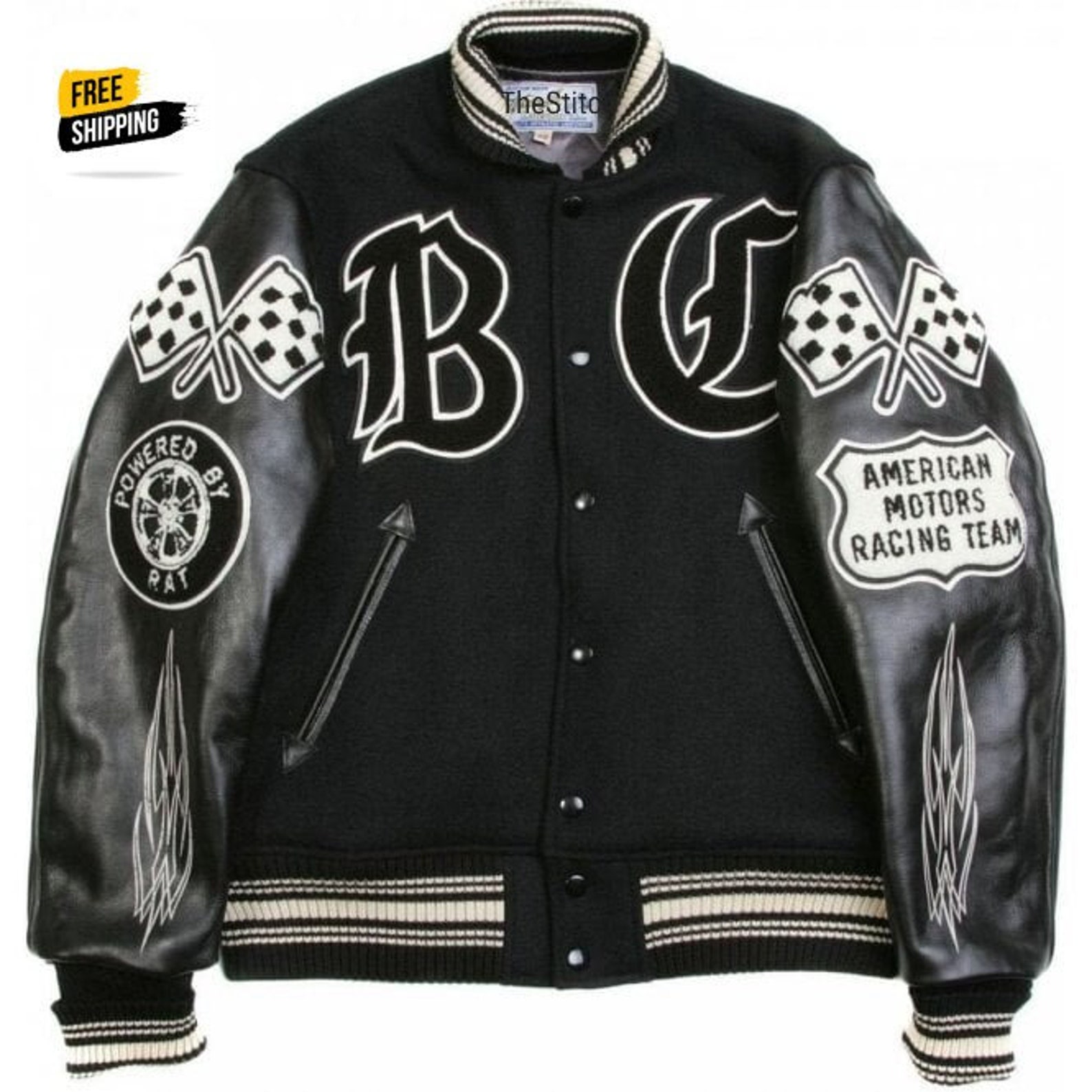 Letterman Regular Fit Black Body Black Raglan Sleeve Crank Buster ...