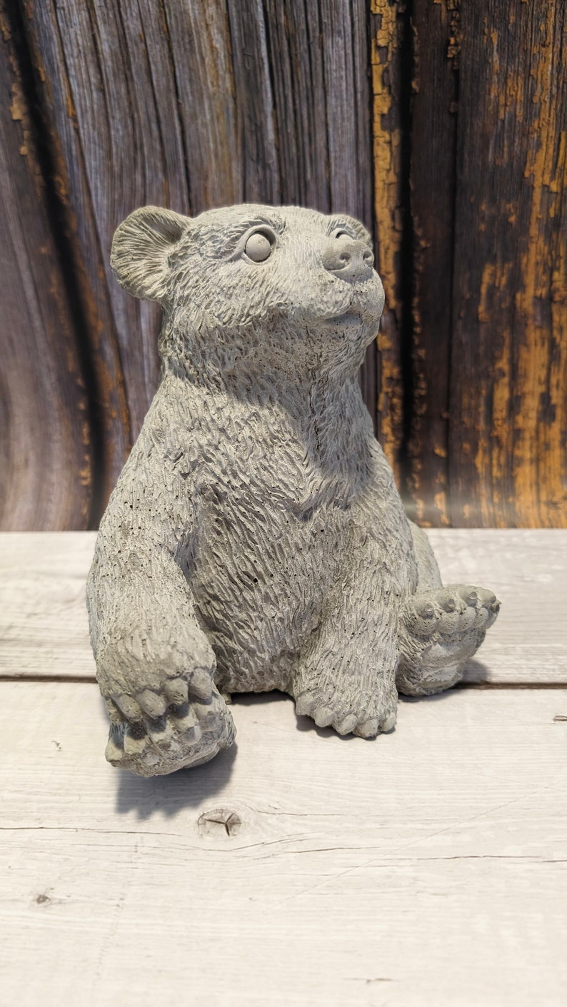 Handcrafted Concrete Baby Bear Statue - Etsy