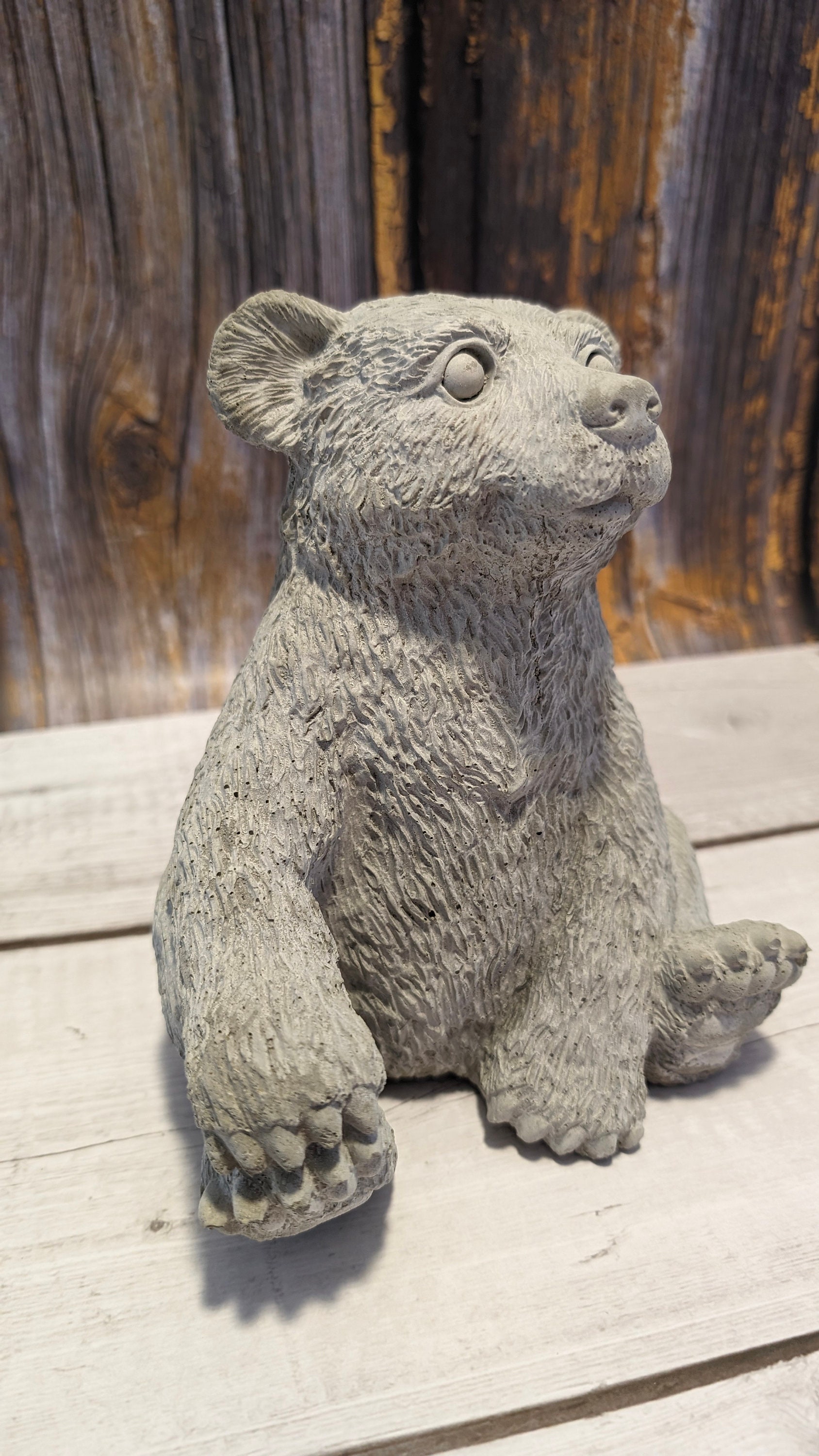 Handcrafted Concrete Baby Bear Statue - Etsy