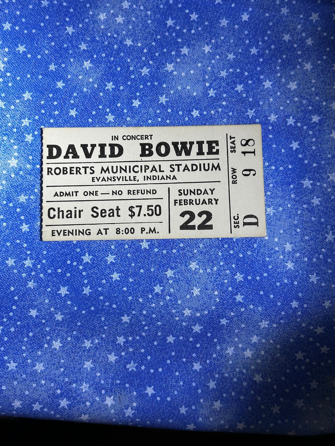 1976 David Bowie Ticket Isolar Tour Station to Station Album Roberts ...