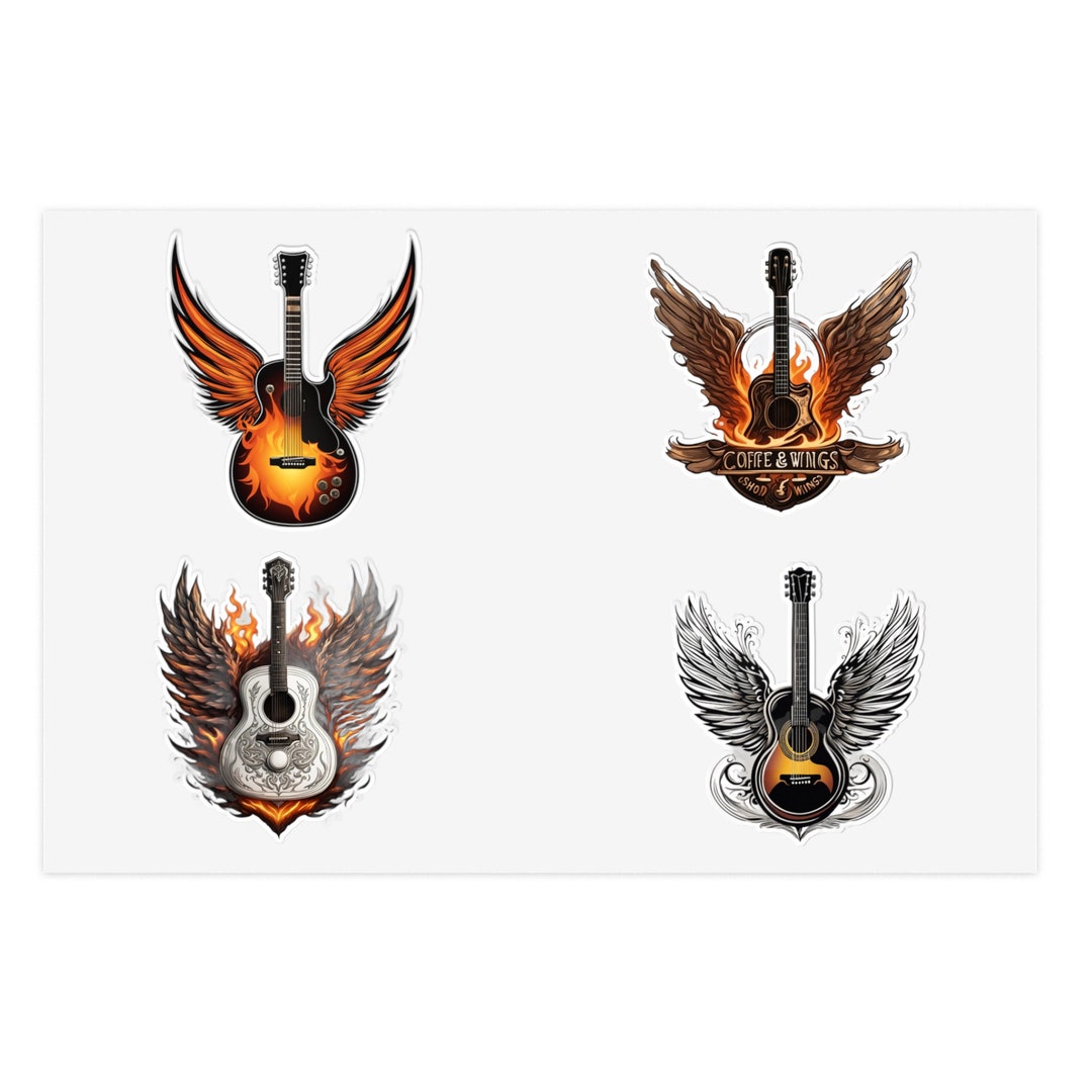 Guitar Stickers Cafe Design Guitar Player Accessory for Guitar Case ...