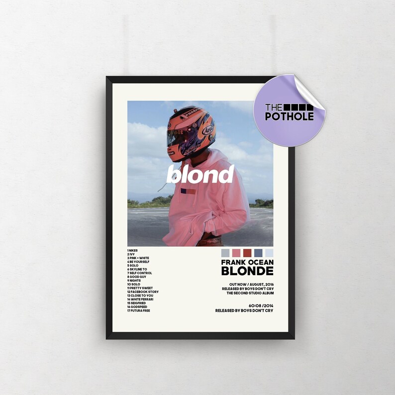 Frank Ocean Poster / Blonde Tracklist / Album Cover Poster Poster Print ...