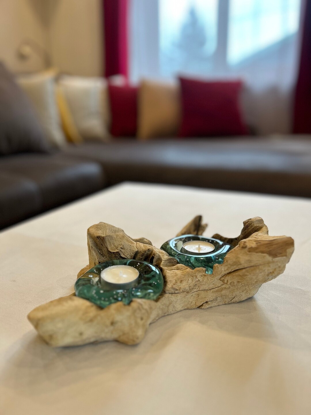 Root Wood Tealight Holder, Root Wood Candle Holder, Tealight Glass Root ...